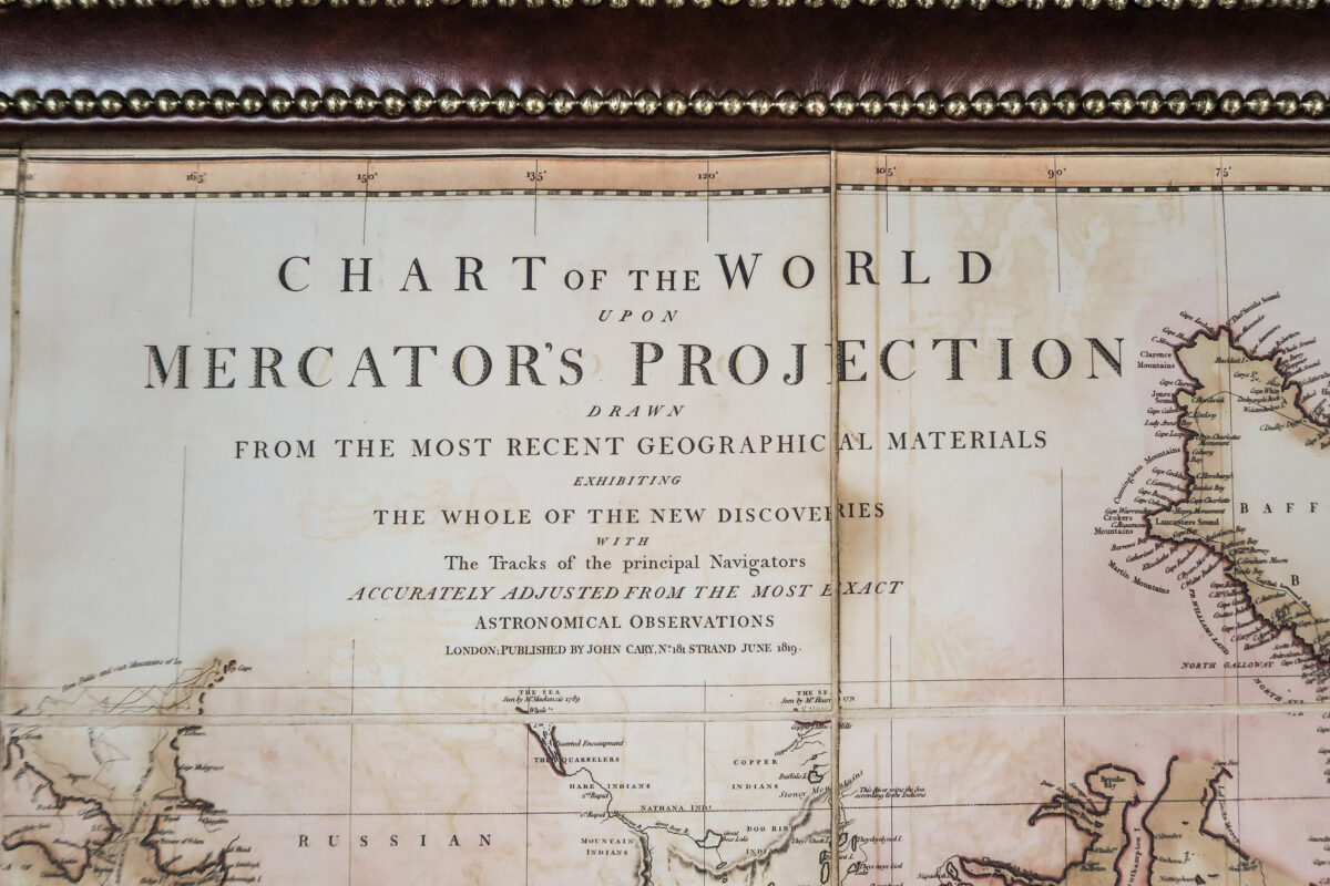 Exclusive World Map 1819 | Real Cattle Leather | Oldmapster