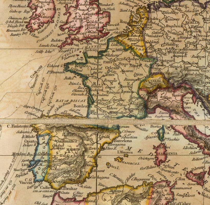 Exclusive World Map 1819 | Real Cattle Leather | Oldmapster