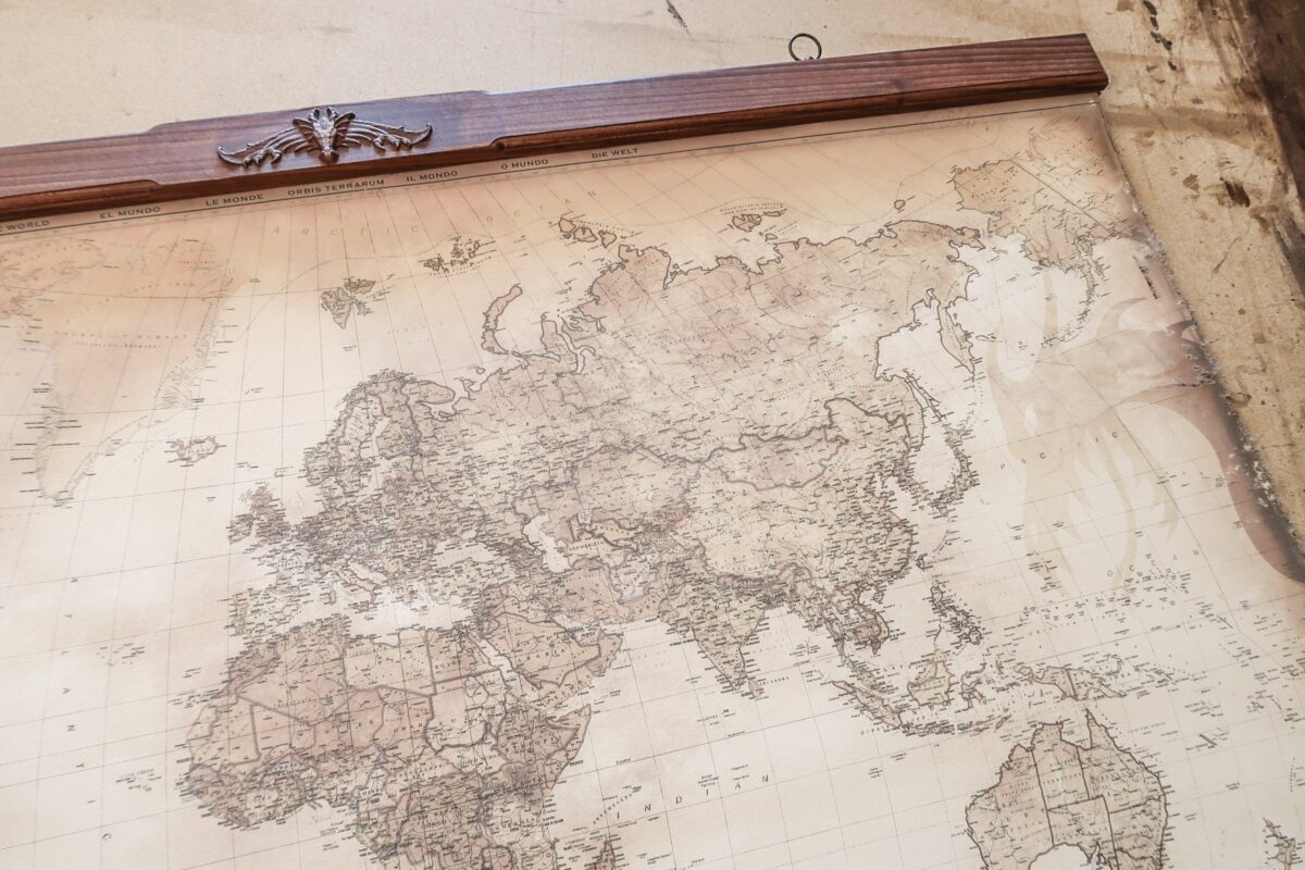 Dragon World Map | Canvas Art | Carved Dragon Frame Decor