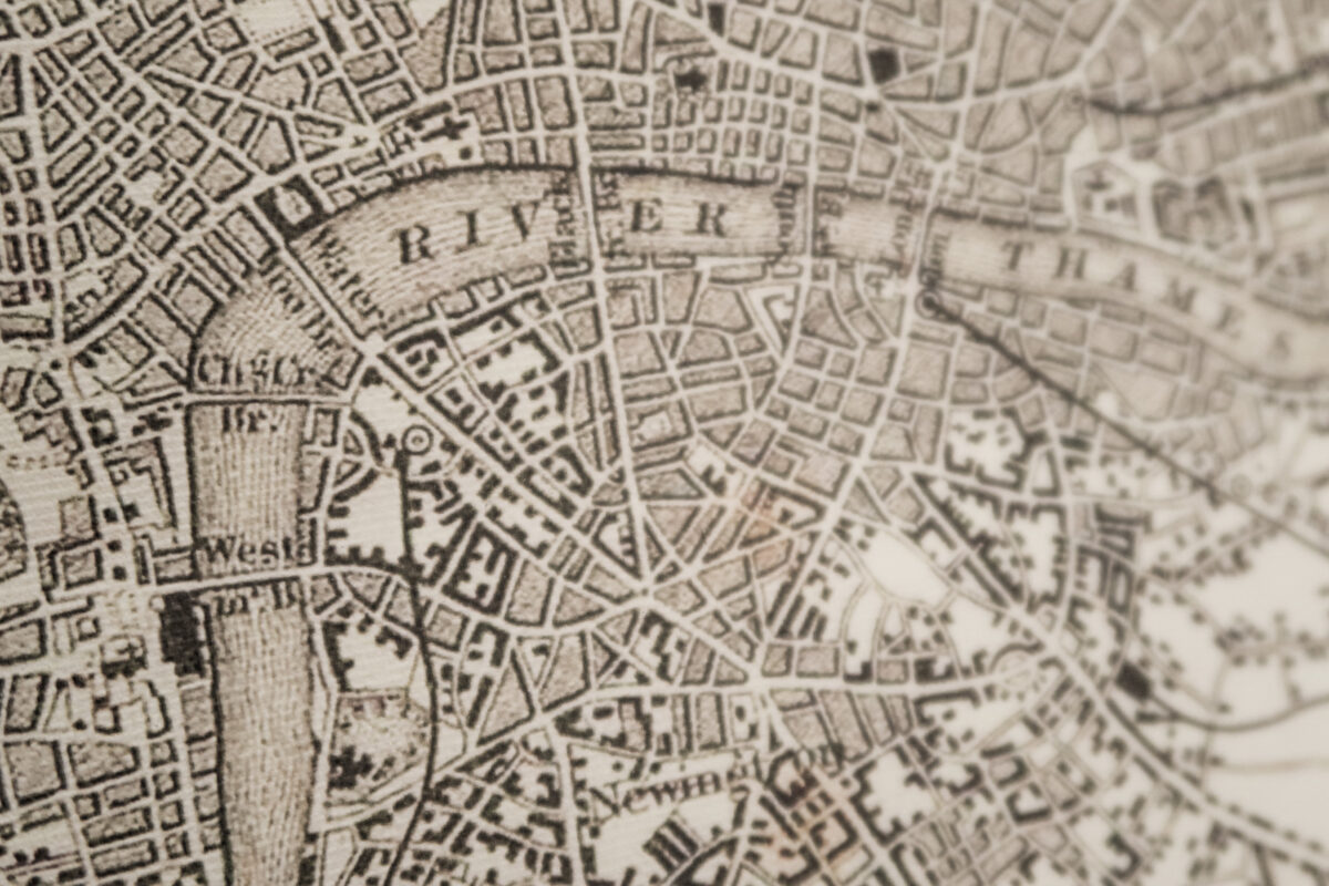 1850 London Environs Map with Wood Finish | OldMapster