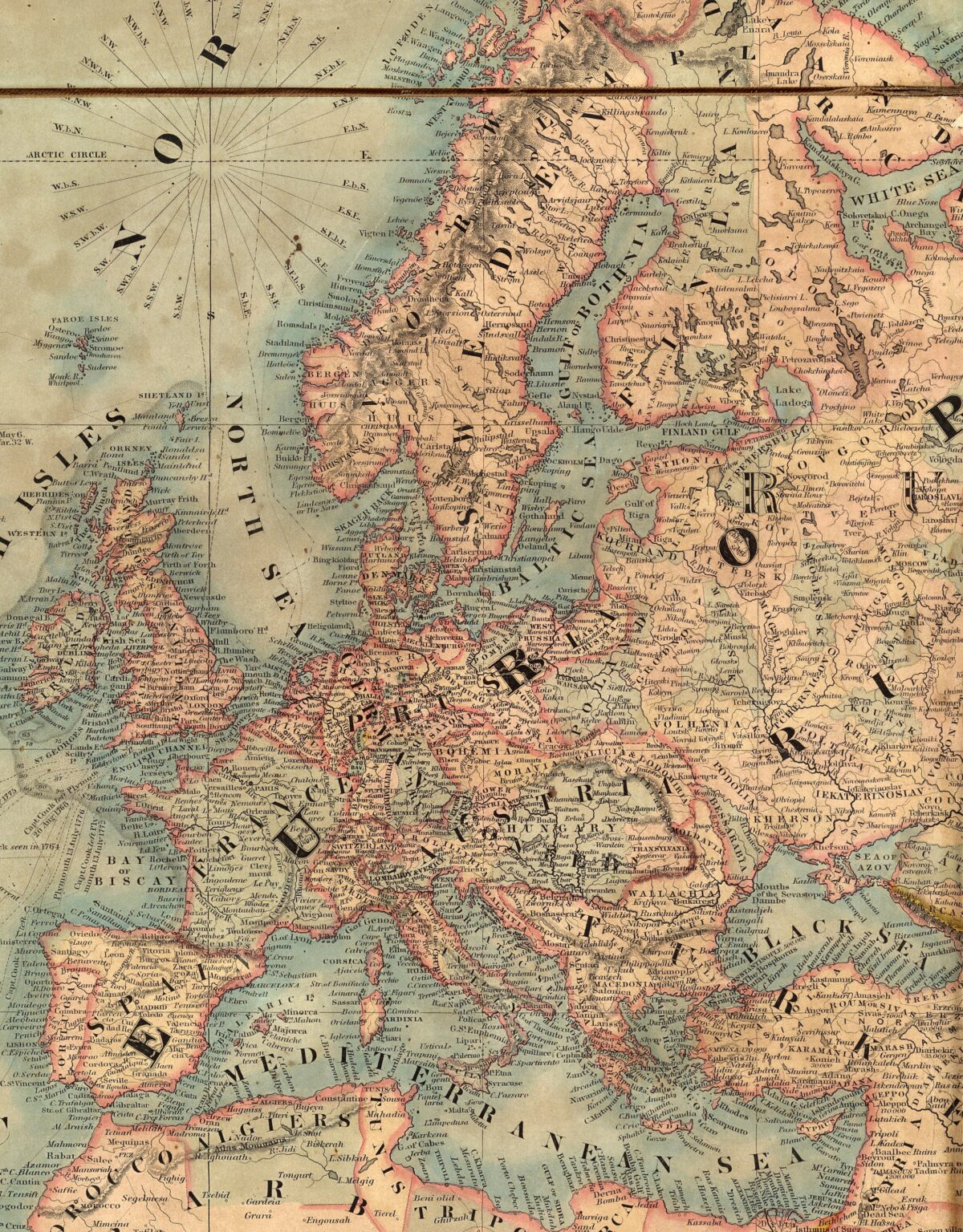 Amazing World Map (1800), 90”x60”, Victorian Style